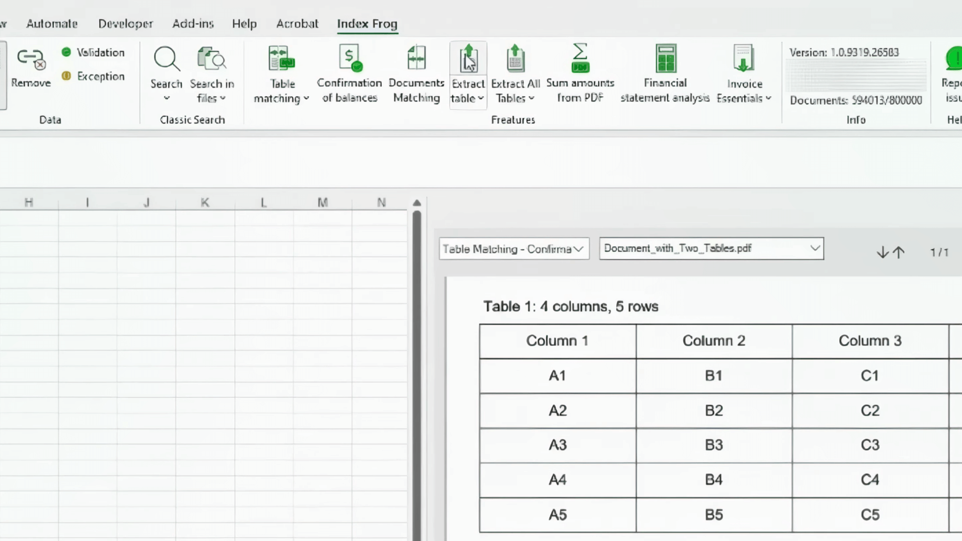 Extract Tables - IndexFrog